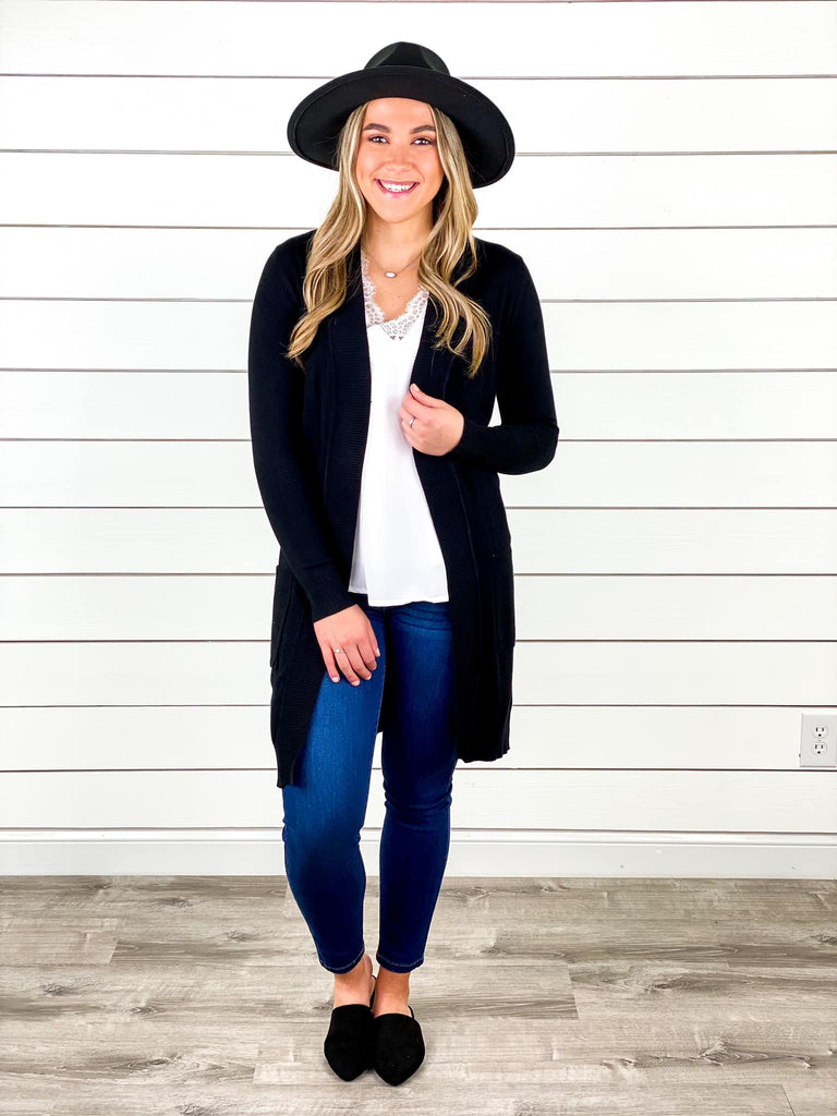 Everyday Tunic Length Cardigan - Black --Restocked!! – Barnberry Lane