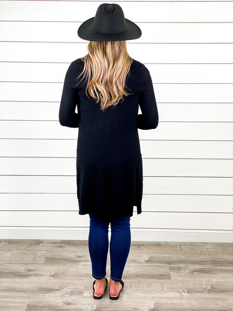 Everyday Tunic Length Cardigan - Black --Restocked!! – Barnberry Lane