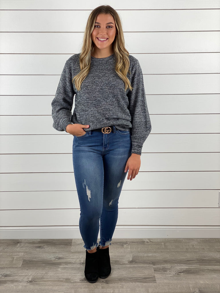 Hi Rise Jeans with Tears and Cropped Tattered Hem – Barnberry Lane