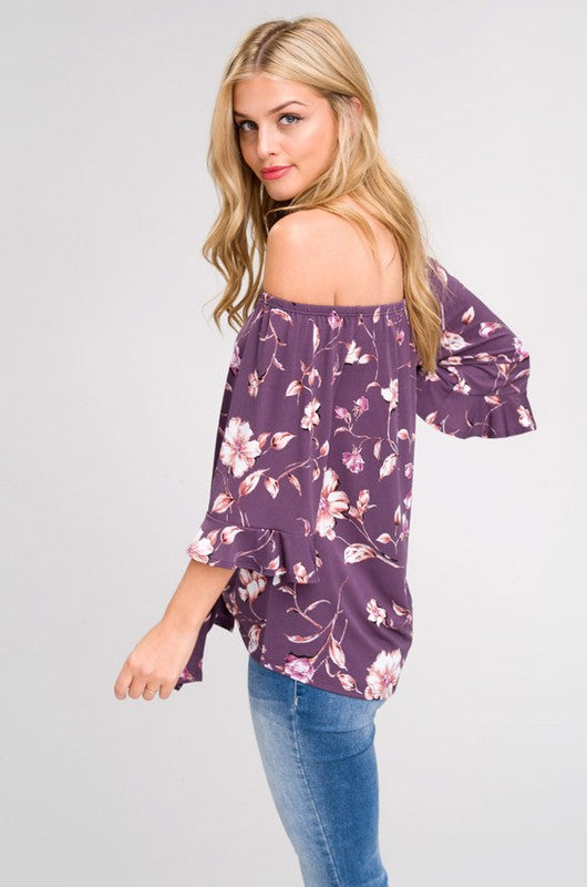 Purple Floral Off the Shoulder Top – Barnberry Lane